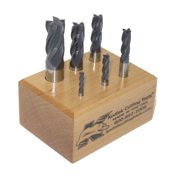 Kodiak Cutting Tools 4 Flute Long Series Carbide End Mill Set, 4pc 1/8-1/2 56310035 | Zoro